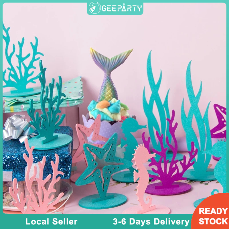 2PCS Colorful Coral Seaweed Felt Table Ornaments Birthday Decoration ...