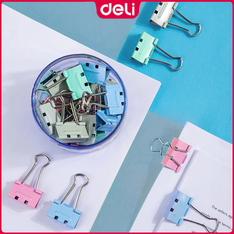Deli Binder Clips 24PCS 32mm Colorful Paper Clip School Office Supplies ...