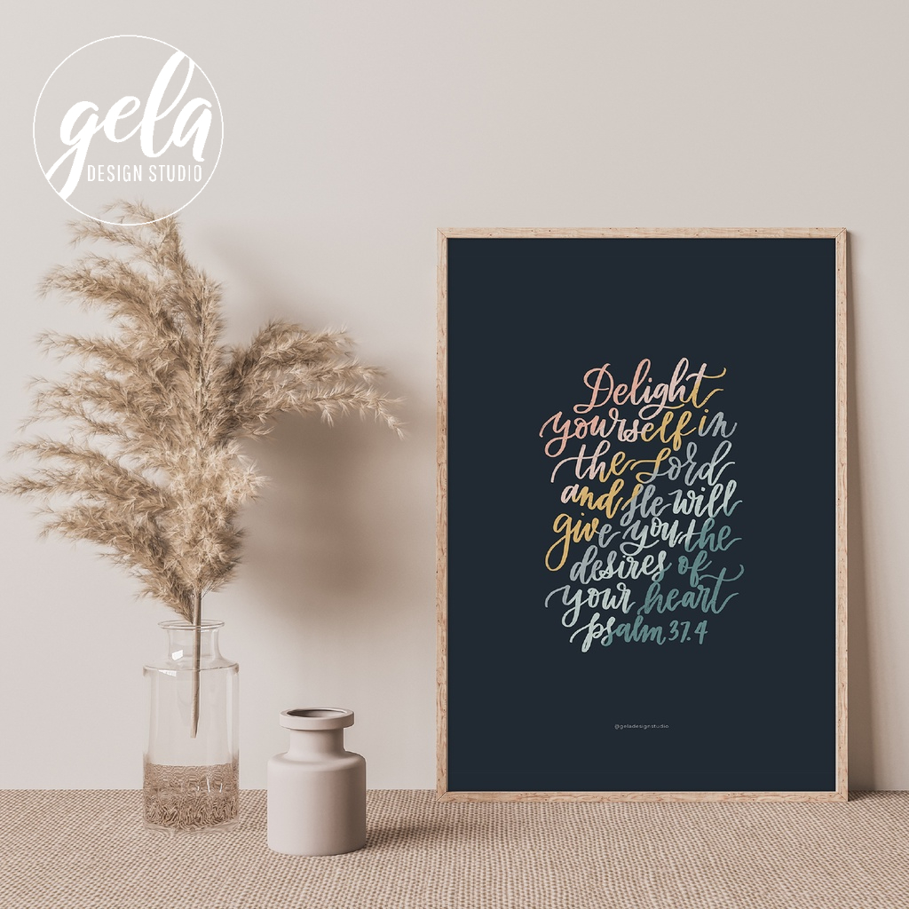Delight Yourself In The Lord | Handwritten Wall Art Print | Calligraphy ...