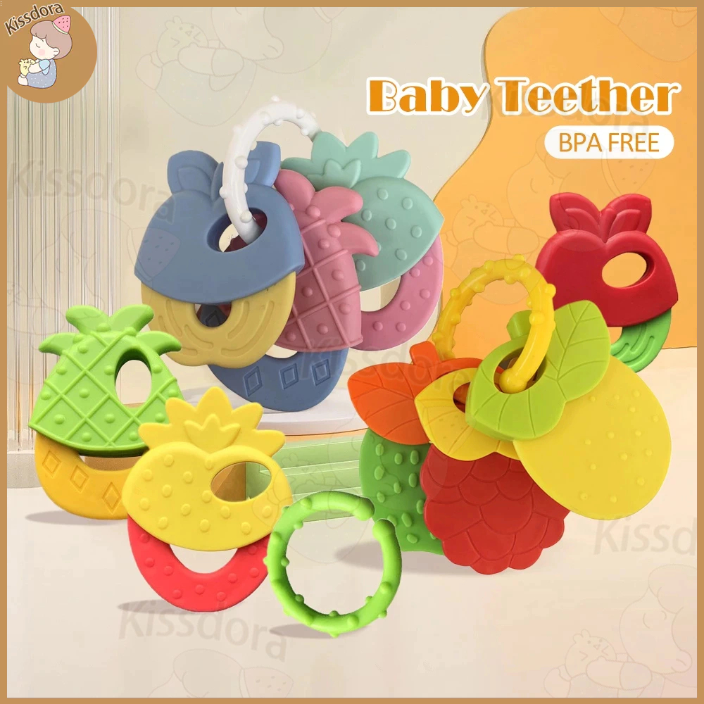 Kissdora Teether for Baby fruits vegetables Chewing Training Teether ...