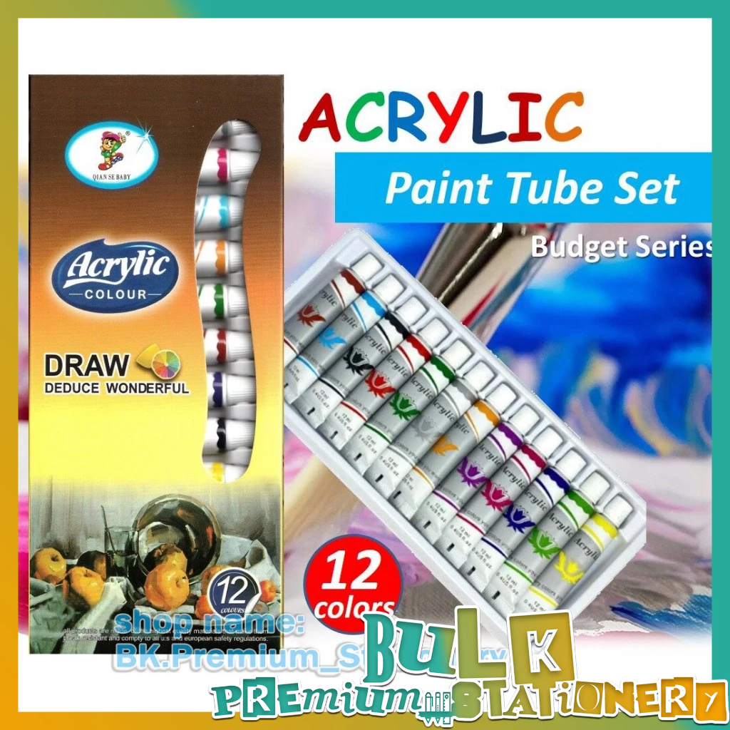 Acrylic Color Paint 12 Colours 9ml High Viscosity Thick Acrylic Paint ...