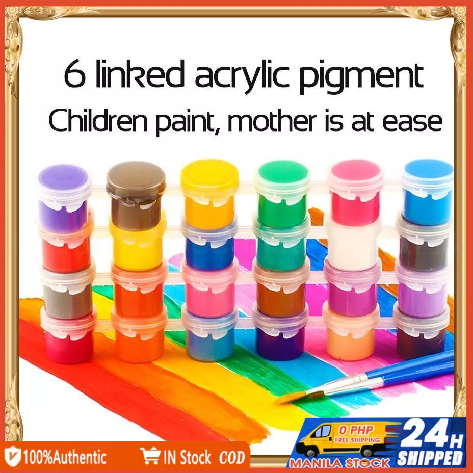 3ML Acrylic Paint 6 Colors Poster Watercolor Paint Brush Pen Art ...