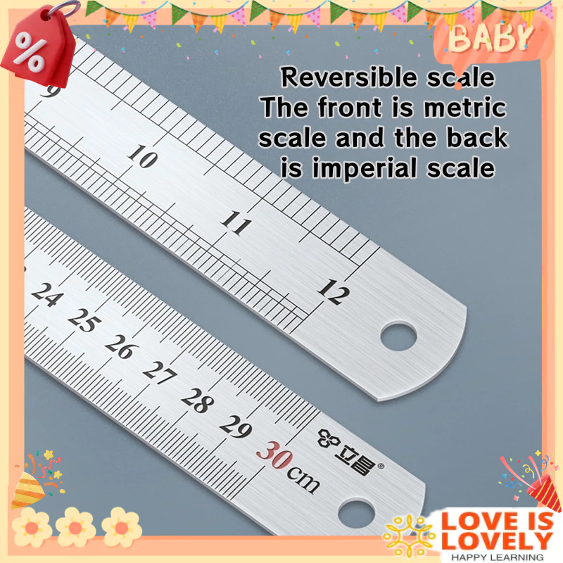 Stainless Steel Ruler Double-sided Scale Ruler Multi Purpose Metric ...