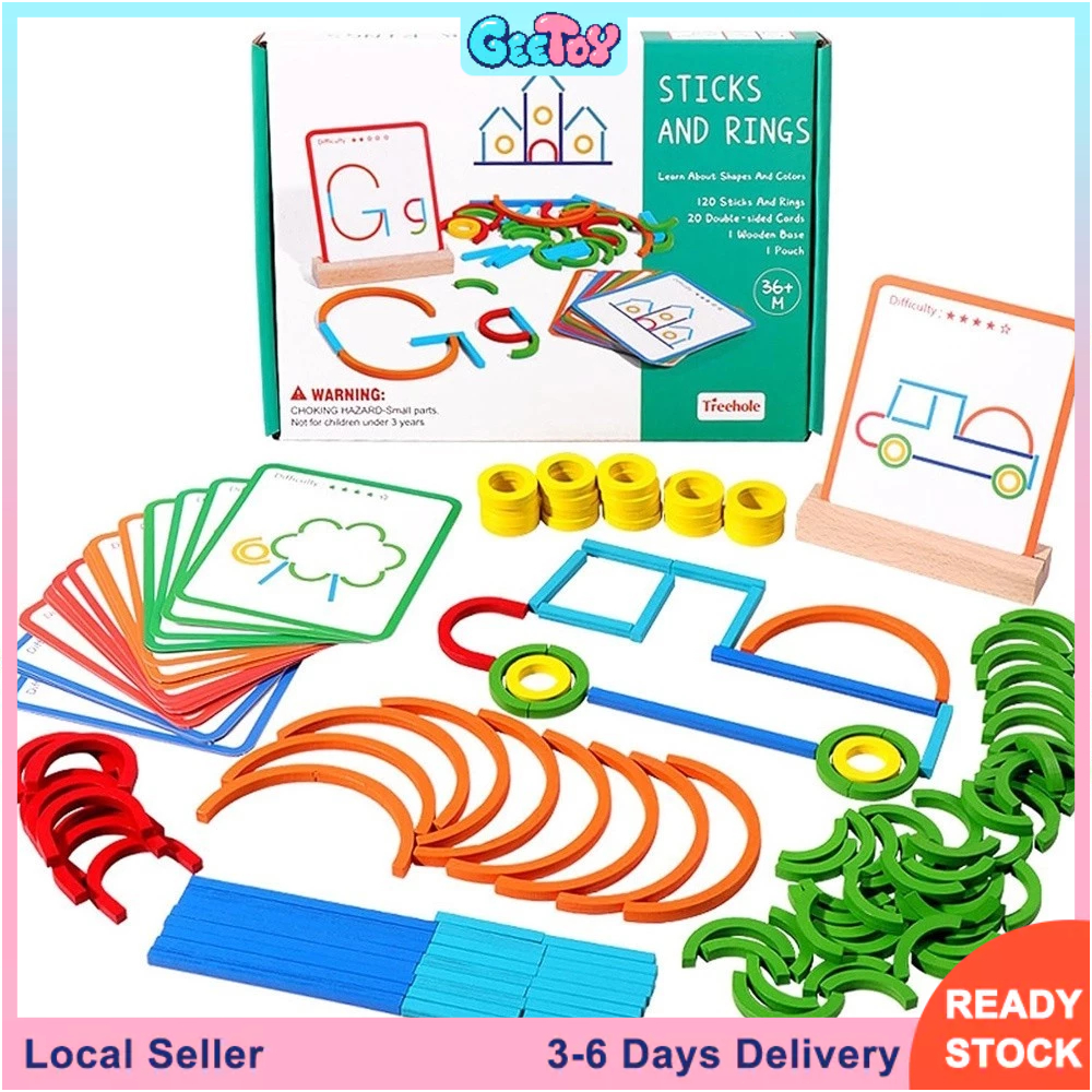 Geetoy Wooden Blocks Creative Stick And Ring Puzzle Intelligence Game ...