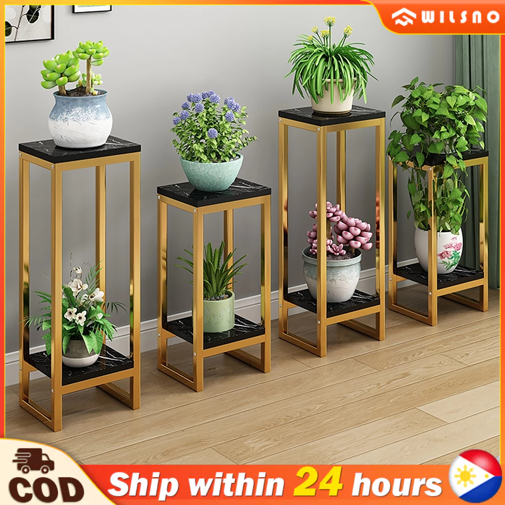 COD Nordic style golden plant stand decorative flower pot rack balcony ...