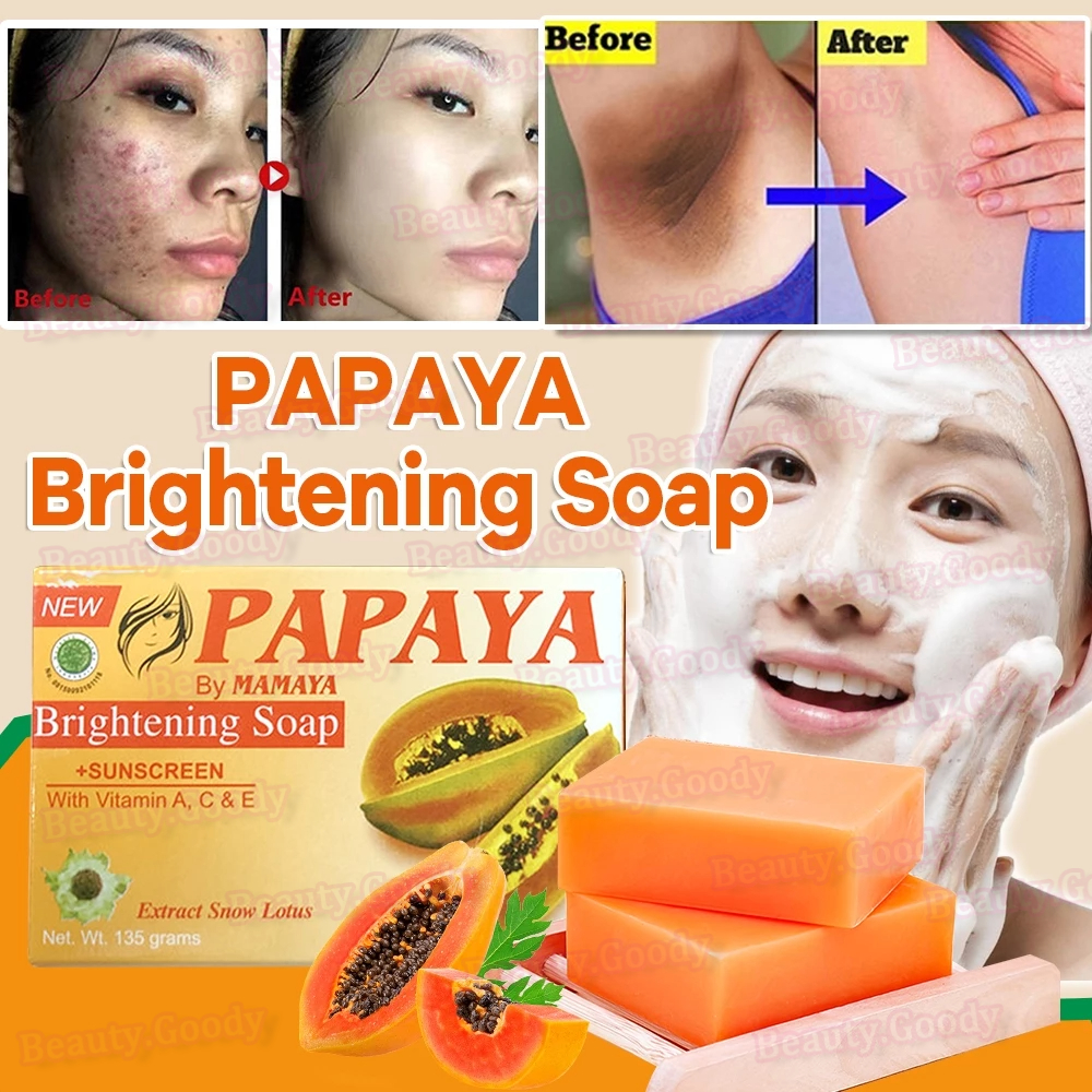 Papaya Brightening Soap Original Whitening Sunscreen Soap Remove Melasma Remove Acne Melanin ...