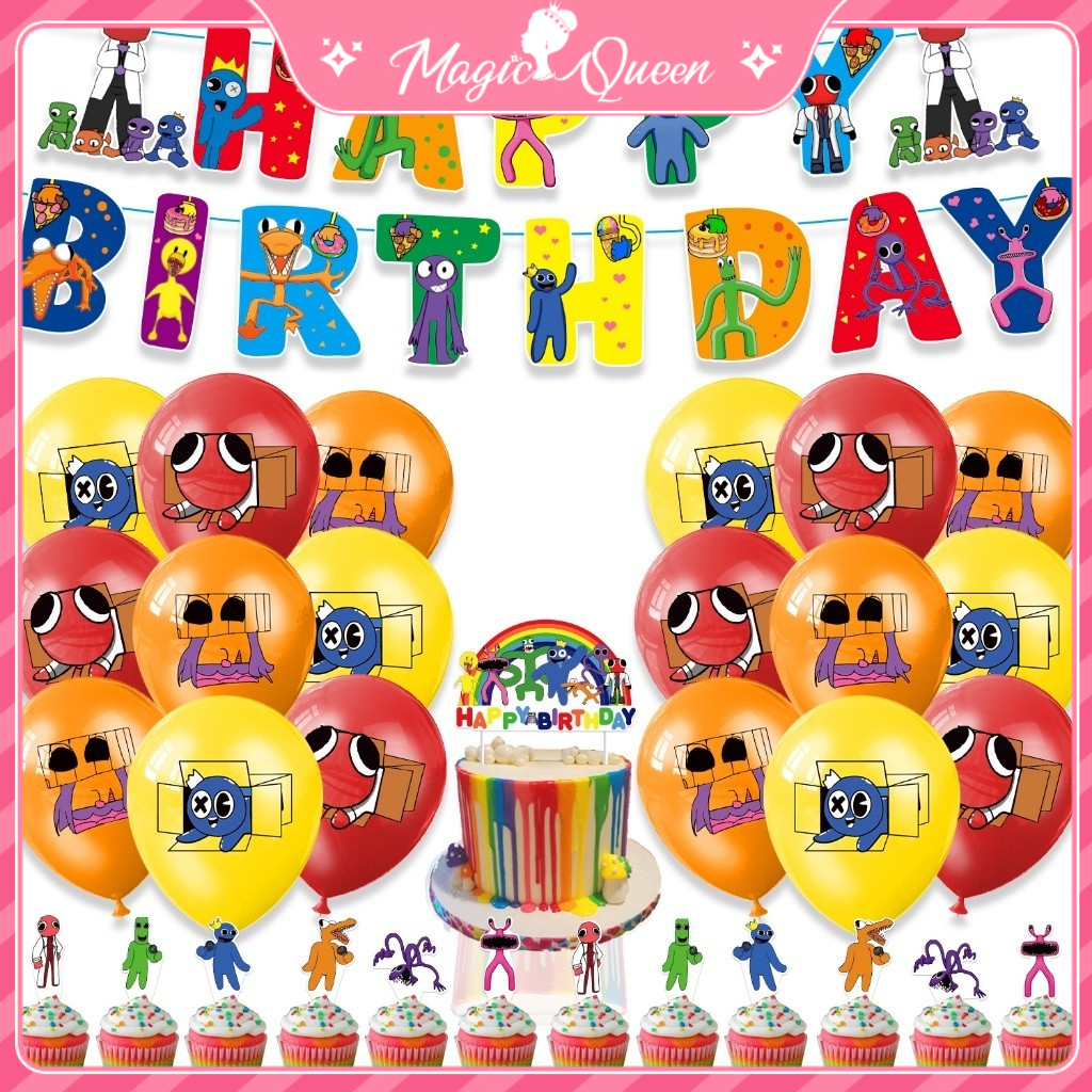 Rainbow Friends Set Birthday Party Banner Decoration Spirals Cake ...