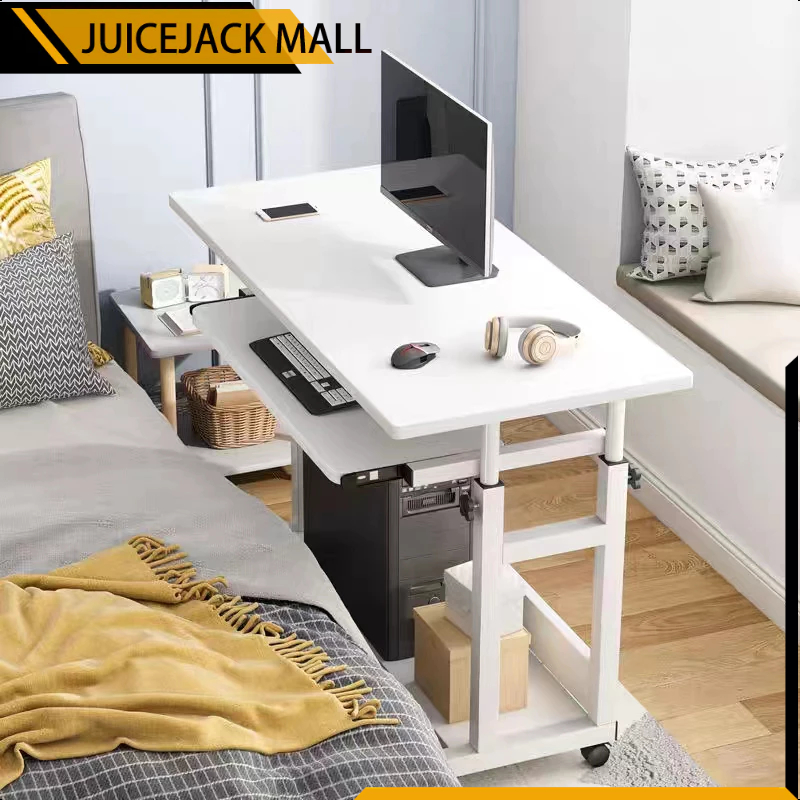 Height-adjustable Bedside Standing mobile computer desk with keyboard ...