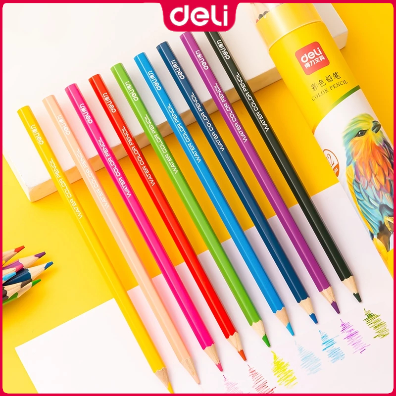 Deli 12/24/36 Colors Pencil Hexagonal Pole Color Lead Drawing Pens ...