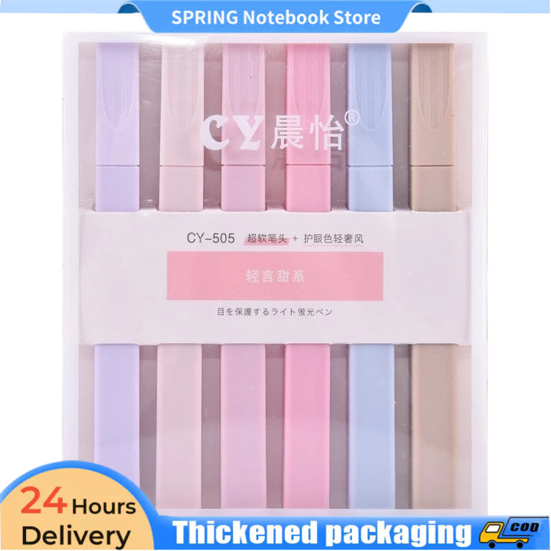 Morandi color highlighter soft head marker oblique head fluorescent pen ...