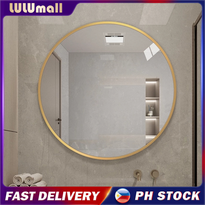 Bathroom Round Mirror with Frame Wall Decor,Hanging cr Mirror for ...