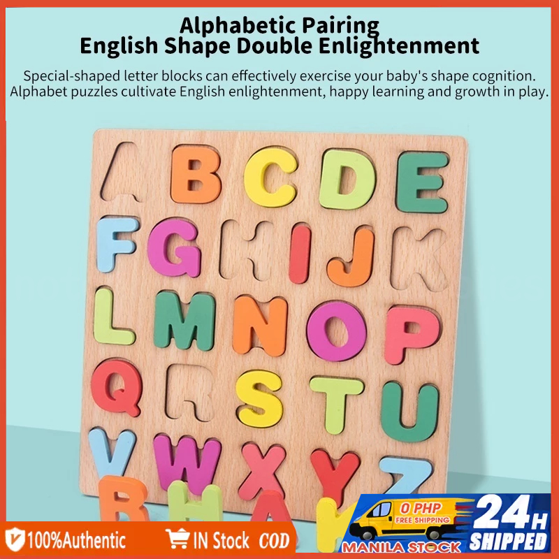Alphabet Digital Puzzle ABC 123 Wooden Toys Kid Number Letter shape ...