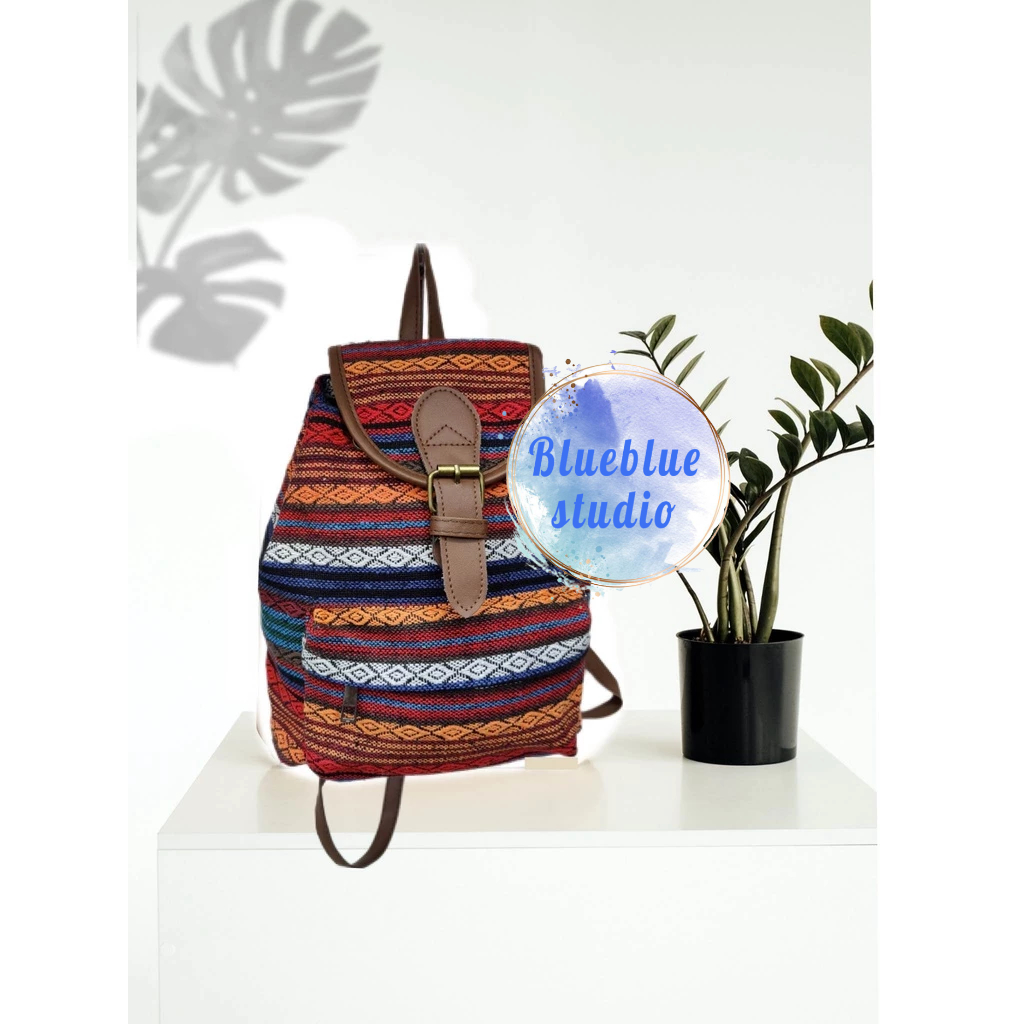 bluebluestudio Canvas ethnic native Backpack Tote Shoulder Bag Beach ...