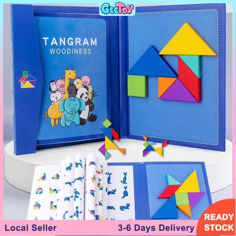 Geetoy Educational Toys 3DMagnetic Puzzle Geometric Shapes Tangram ...