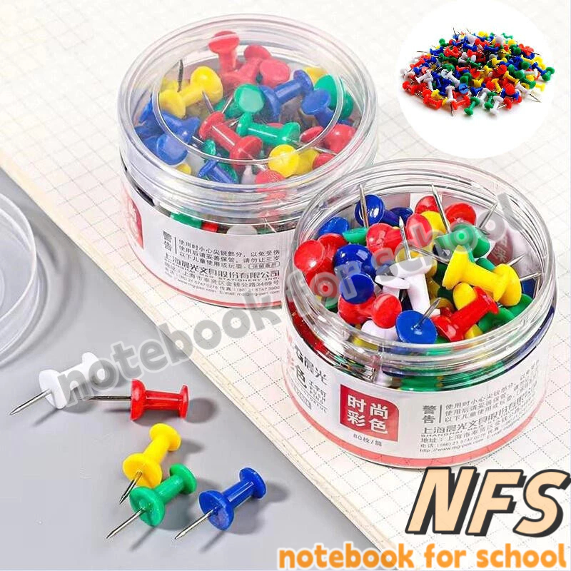 NFS 35/100pcs push pin reusable plastic thumb tacks I-Shape box diy ...