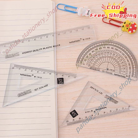 4PCS/Set 30cm Transparent Plastic Ruler Set Ruler Combo Math ...