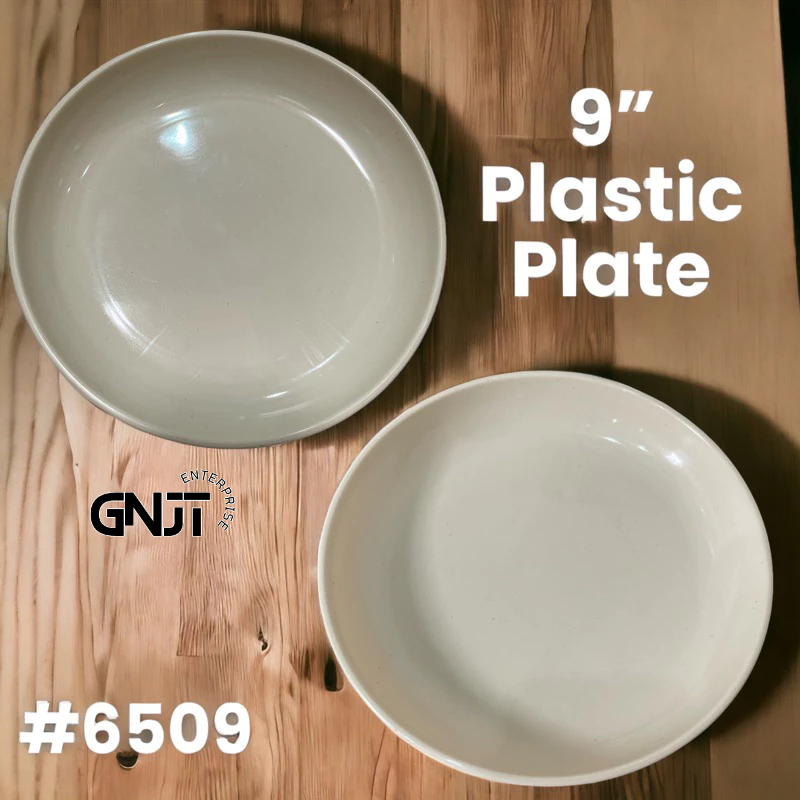 9” Plastic Plate sold by 12pcs Party Plate Beige Aesthetic Reusable ...