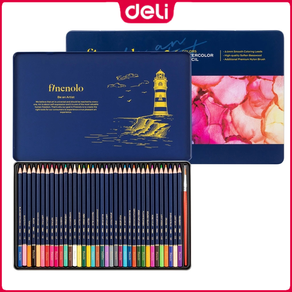 Deli EC129 Color Pencil Set Water-Soluble Colored Lead Pencil 24/36/48 ...