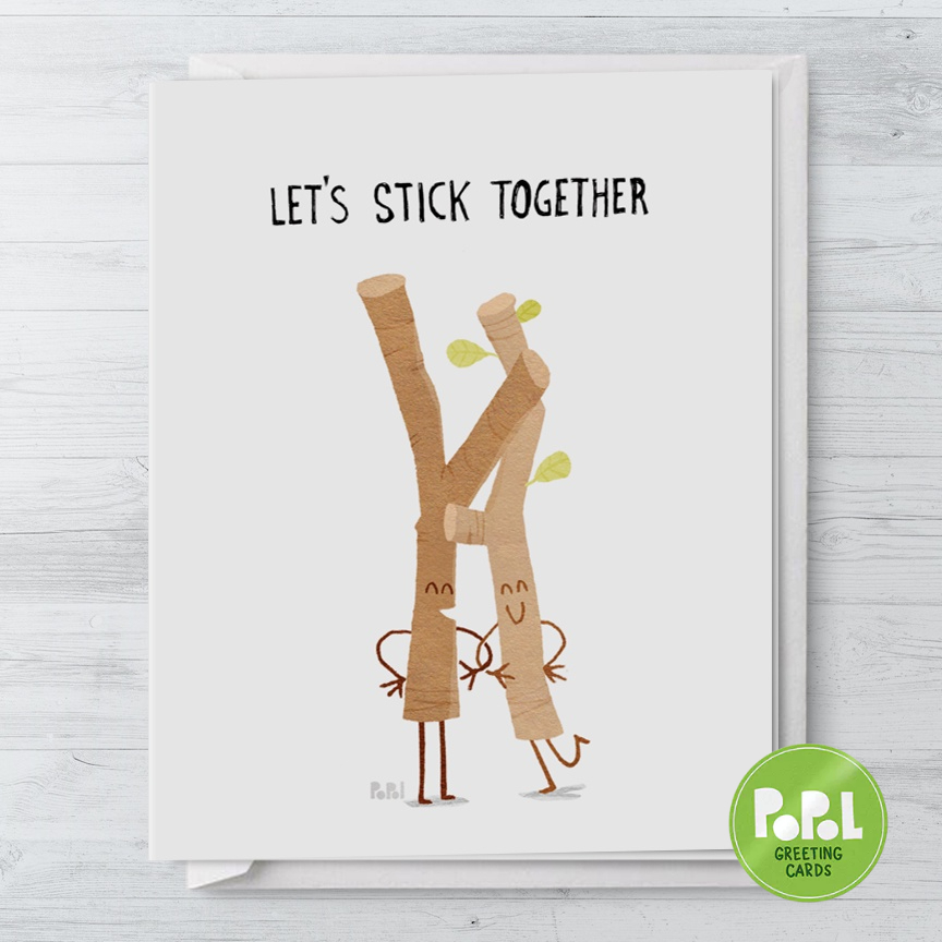 Popol - Let's Stick Together Cute Valentines Greeting Card Anniversary ...