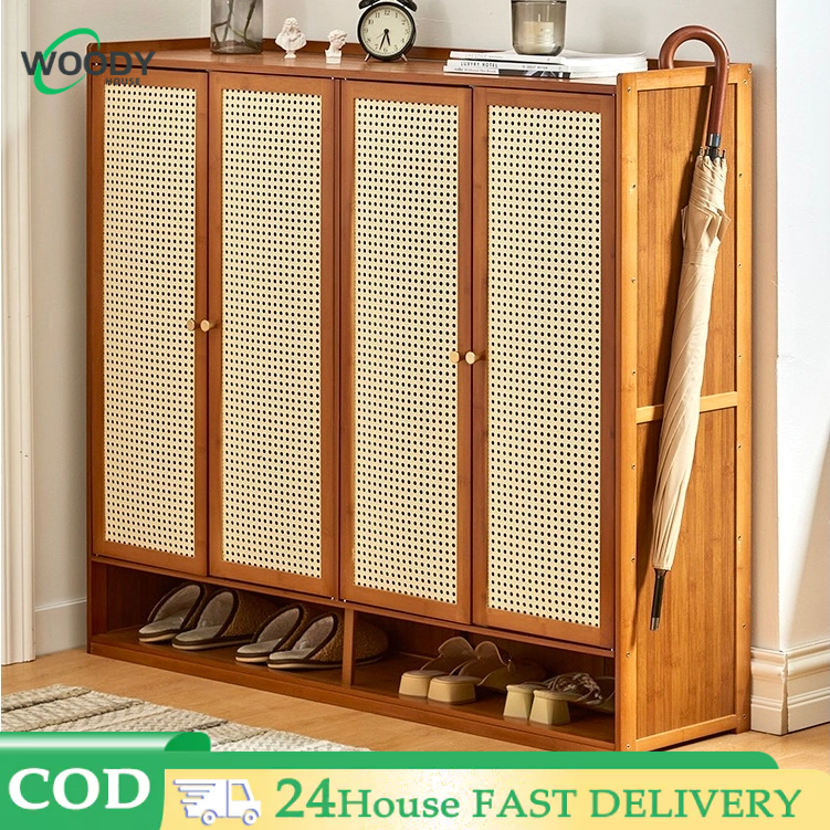 Bamboo Shoe Cabinet Rattan Door Shoe Cabinet Wooden Shoe Cabinet Shoe ...