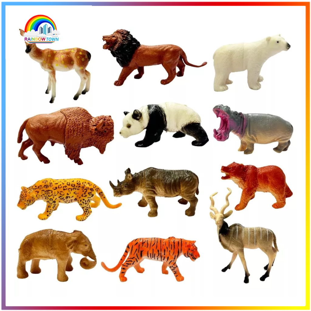 RT toys Animal Dolls, 12 Pieces of Mini Jungle Animal Toy Set ...