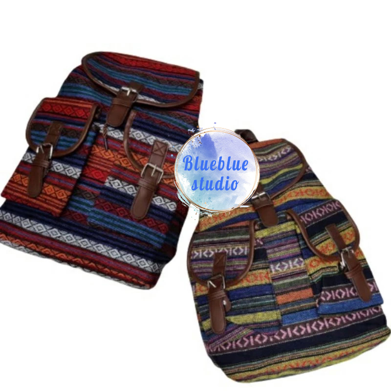 BLUEBLUESTUDIO 2POCKET BACKPACK unisex ethnic Native backpack school ...