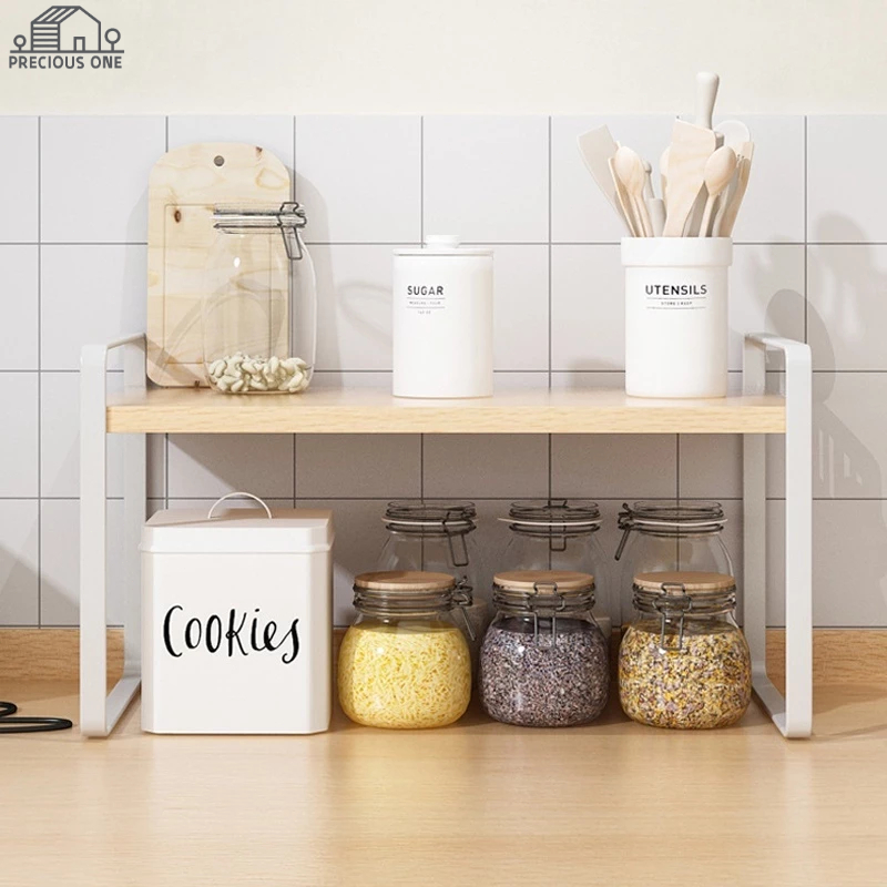 Modern minimalist wrought iron rack kitchen for storage layered shelves ...