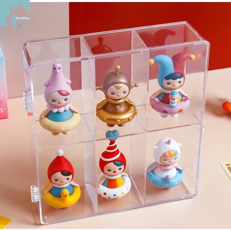 6-grid acrylic dustproof cabinet doll toy storage rack display rack ...