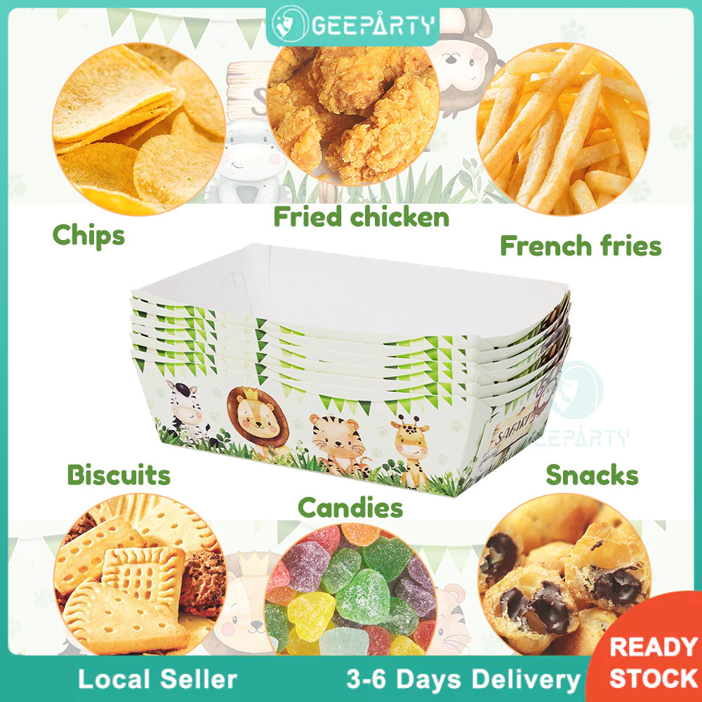 6pcs Jungle Safari Food Trays Animal Printed Snack Fries Tray for Kids ...