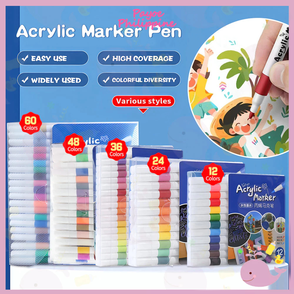 Payoe Marker Set Multicolor DIY Acrylic Marker Pen Set Highlighter ...