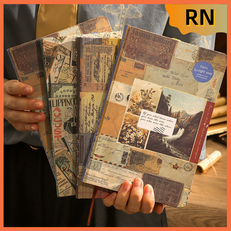 Retro notebook thick book big book learning college student hand ledger ...