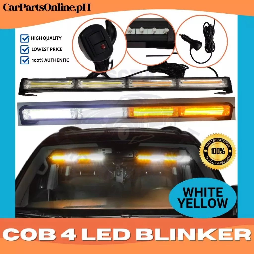 OSCPA (6727) 12-24V 36W 4LED 24" COB TRAFFIC STROBE LIGHT BAR FOR POLICE EMERGENCY (YELLOW/WHITE ...