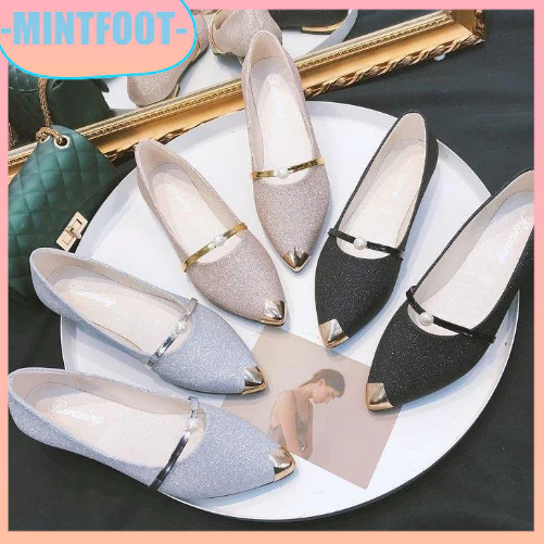 Maraming gamit na flat pointed toe genuine leather na makintab na ...