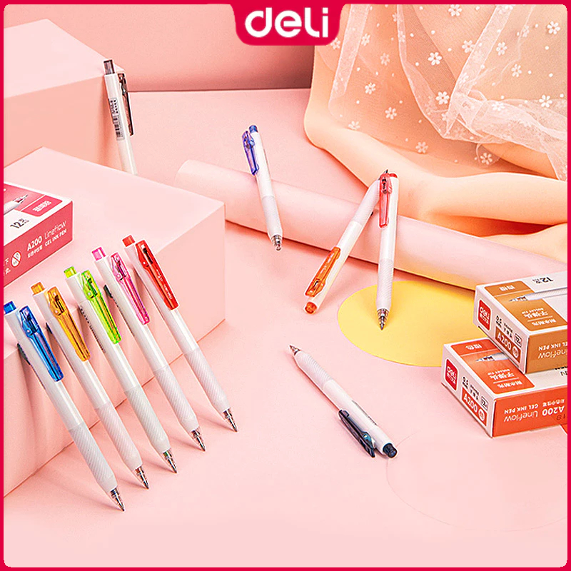 Deli A200 12 Colors Gel Pen 0.5mm Student Writing Pens School Supplies ...