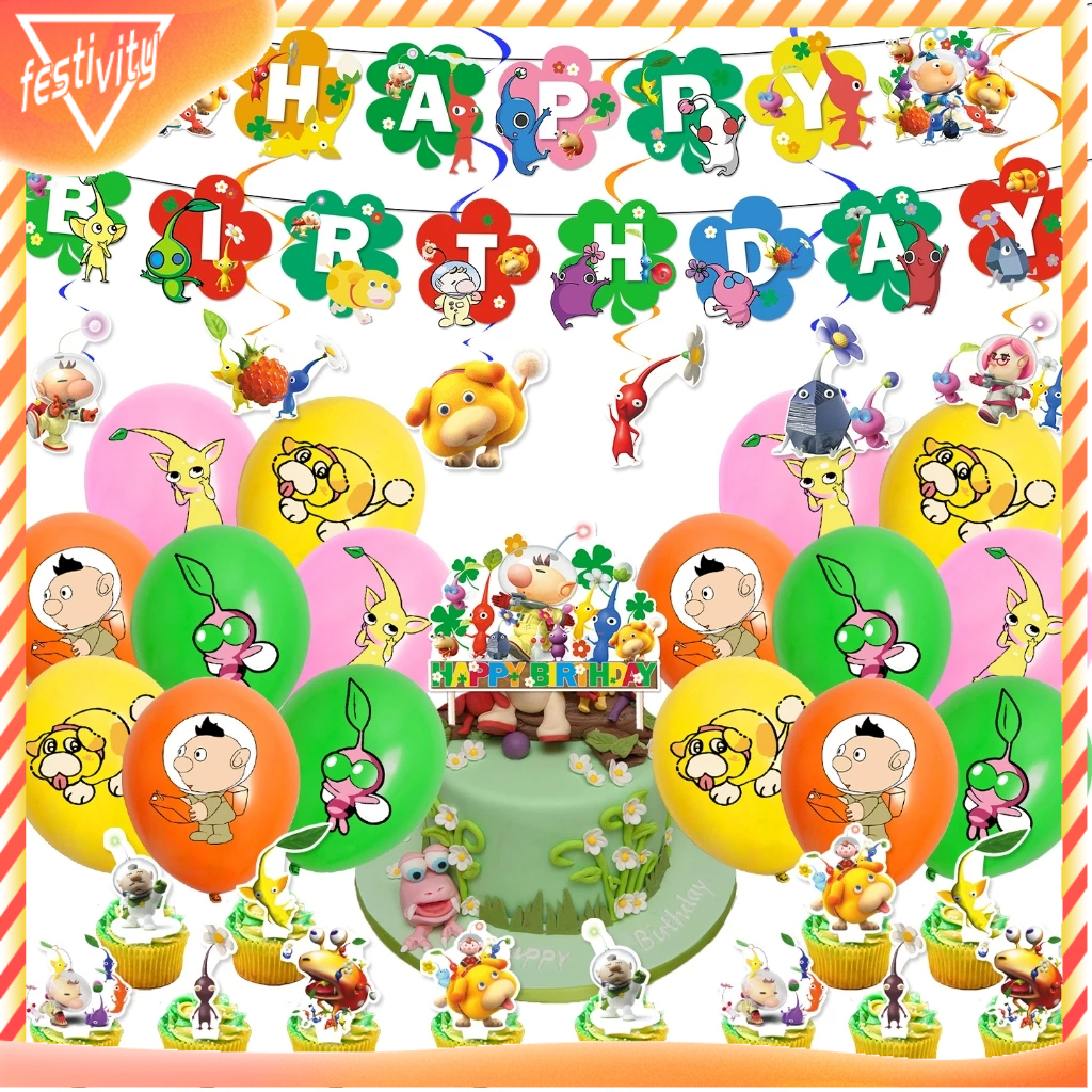PIKMIN-4 Set A&B Party Banner Cake Topper Cupcake Toppers Latex ...