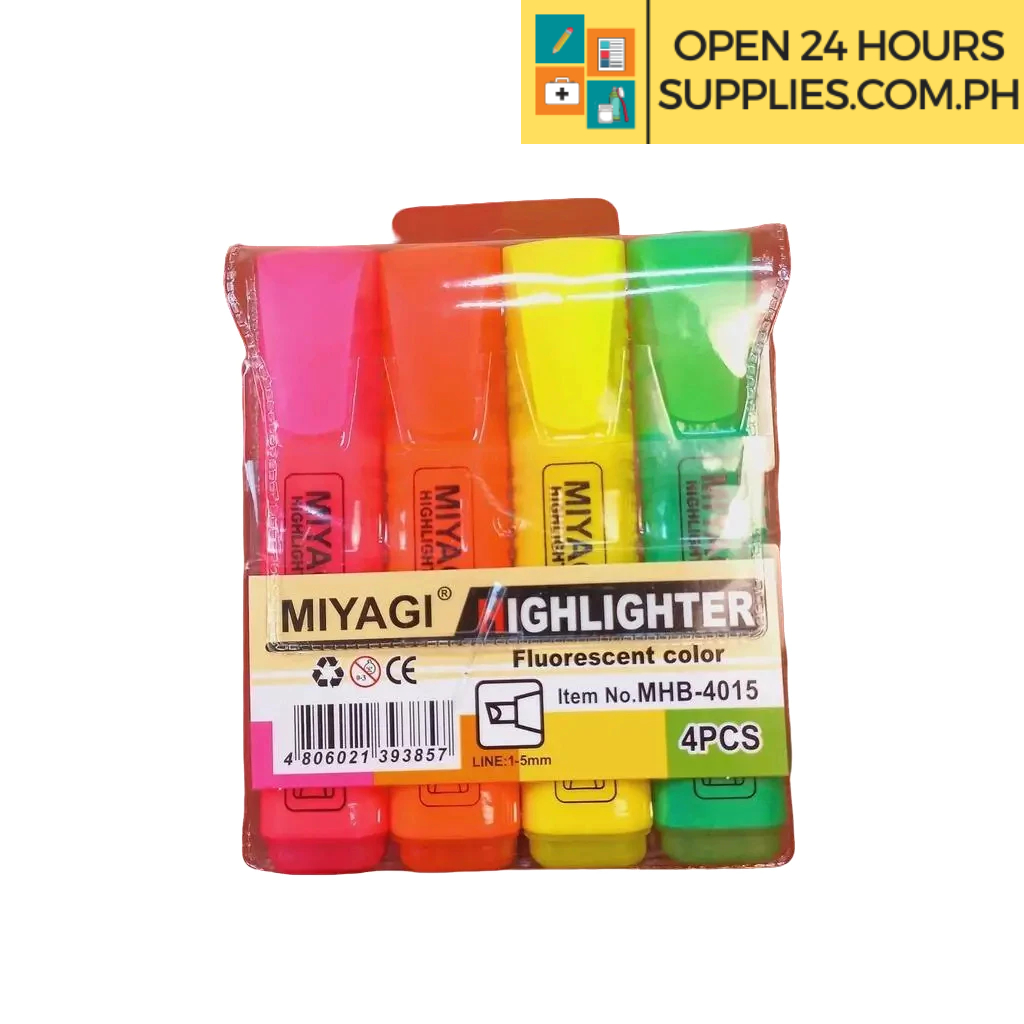 Miyagi Highlighter Marker Fluorescent Color Mhb-4015 4 Colors Set ...