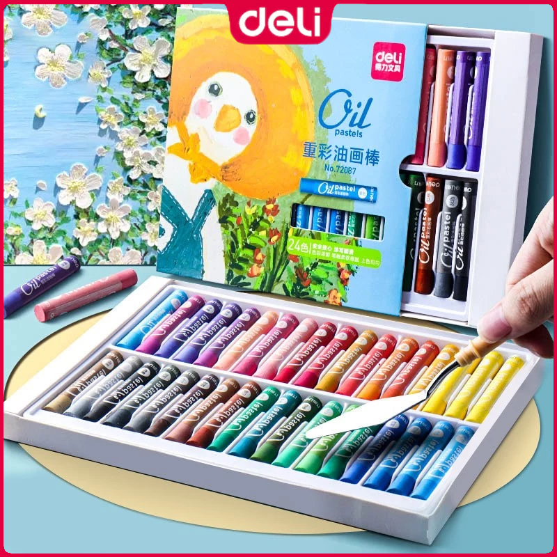 Deli 12/24/48Colors Oil Pastels Heavy Color Art Painting Supplies 72086 ...