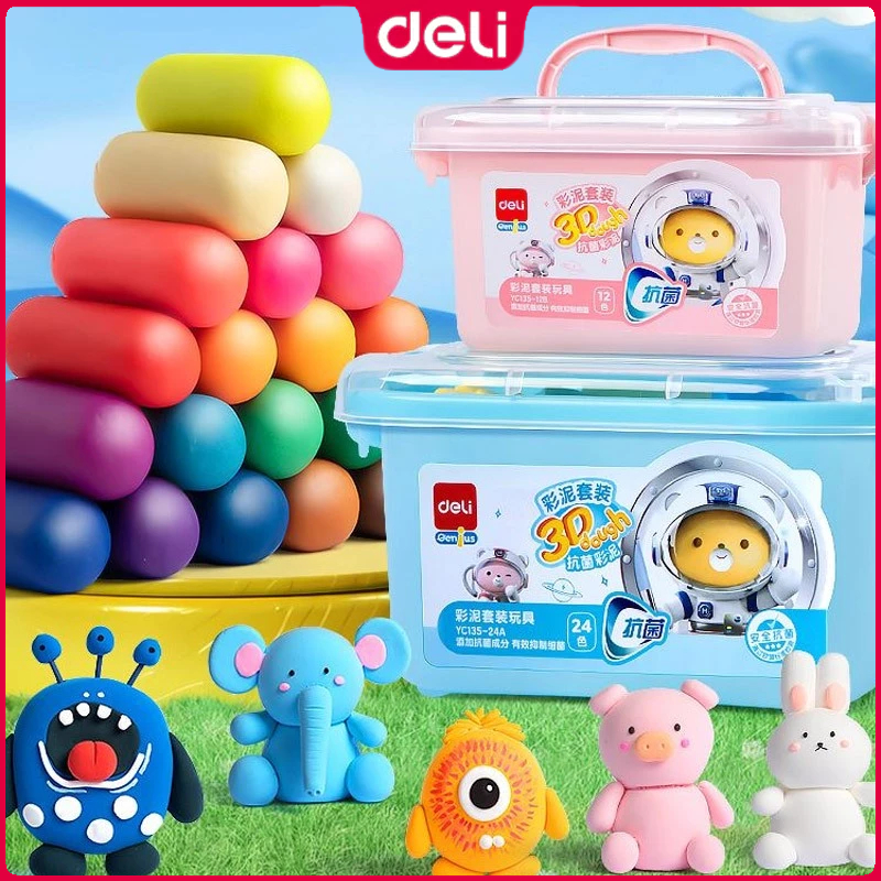 Deli 12/24Colors Mud Set Color Slime with Tool for Kids YC135 | Shopee ...