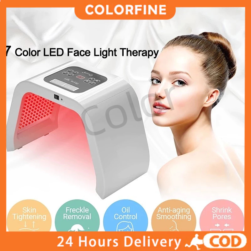 7 Color Pdt LED Face Red Light Therapy Facial Skin Care Acne Treatment ...