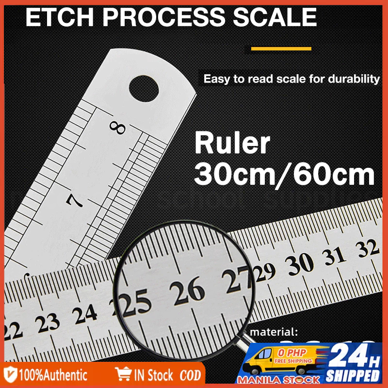 Stainless Steel Measuring Double-sided Scale Ruler Thickened hard ruler ...