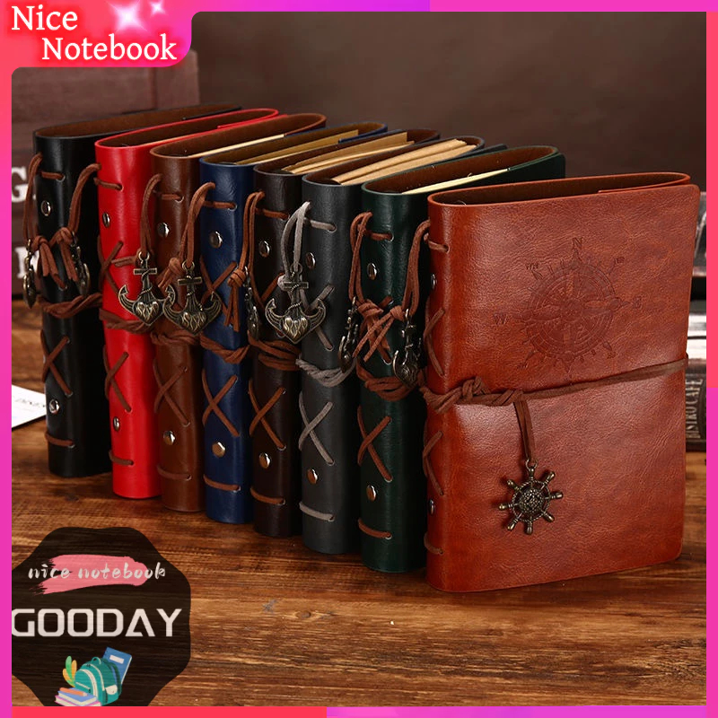 Retro Pirate loose Book Spiral Notebook PU Leather Notebook Travel ...