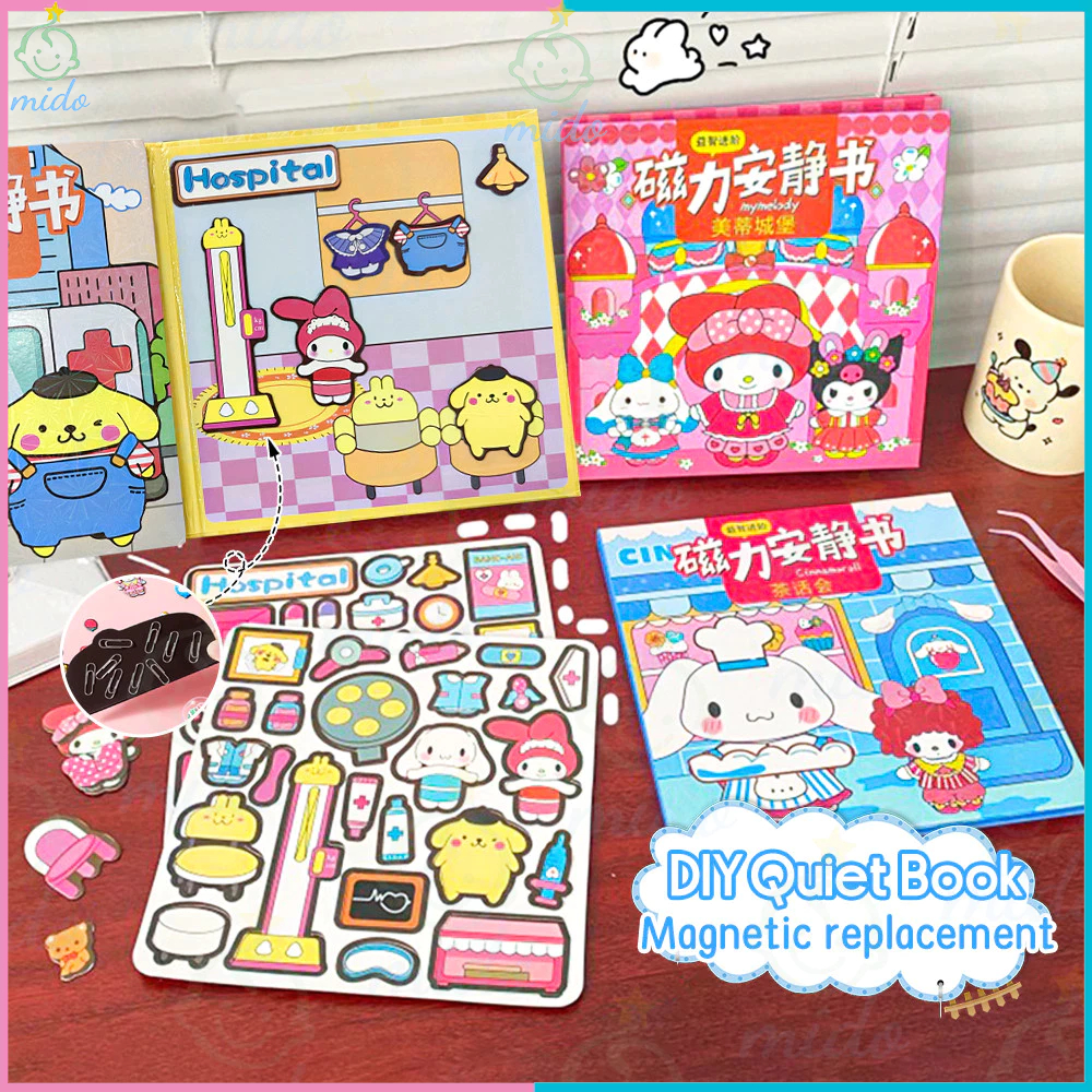 MD Cartoon Magnetic Quiet Book No Cut Quiet Book DIY Paper Doll House ...