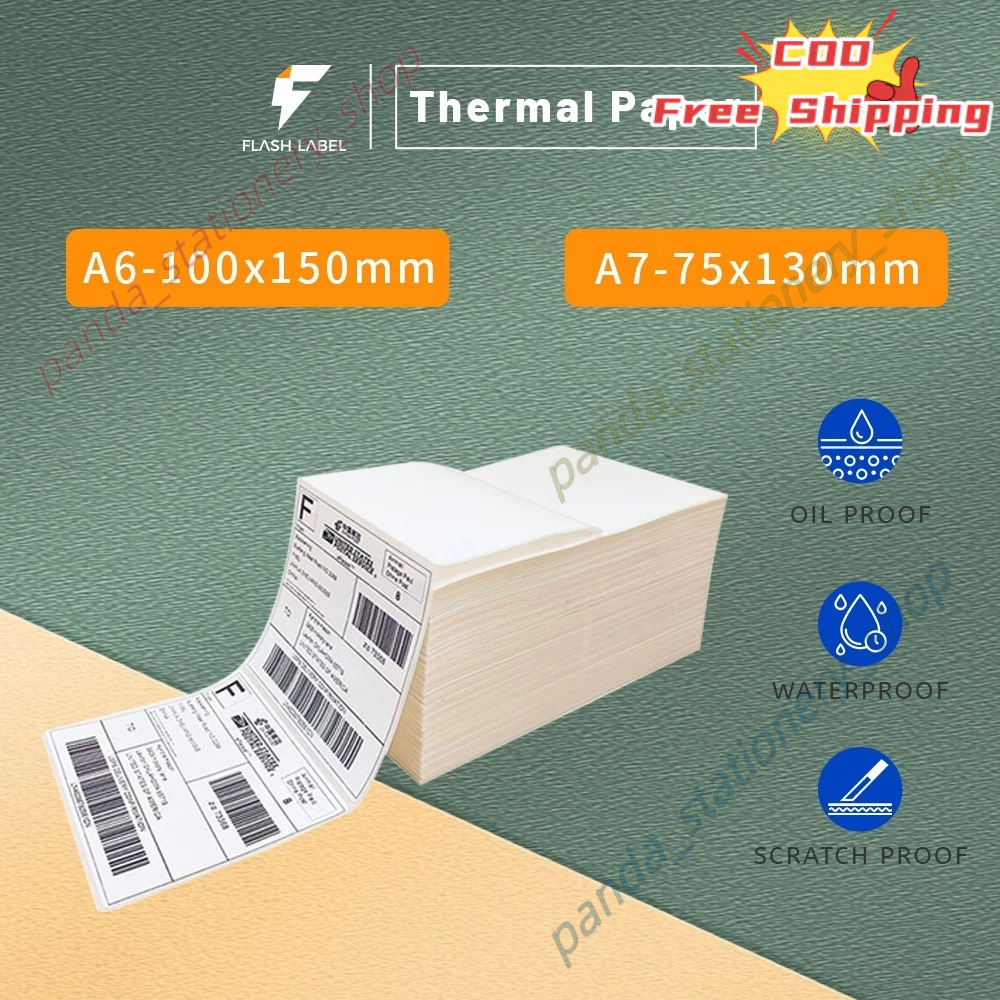 500 Sheet Waybill Sticker FOLD A6 Size TRIPLE PROOF 100x150mm Thermal ...