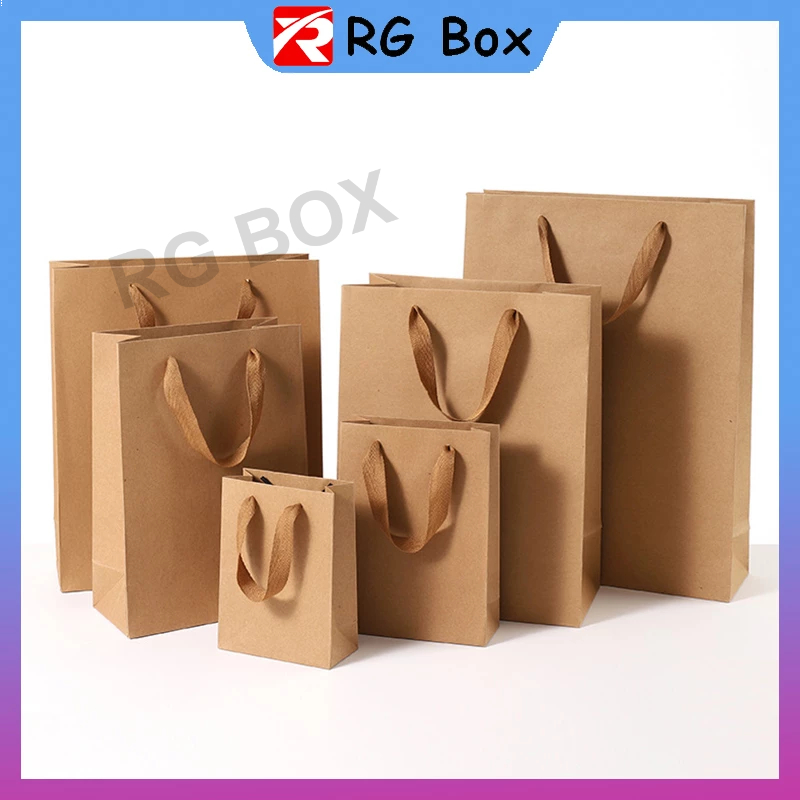 Kraft Paper Bag Plain Rope Handle Hand bag Gift Bag Paperbag/Christmas ...
