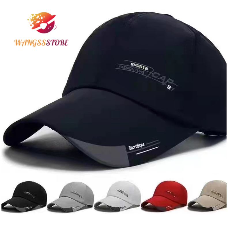 wangssstore Unisex Baseball Cap Black Plain Metal Adjust Cap Fashion ...