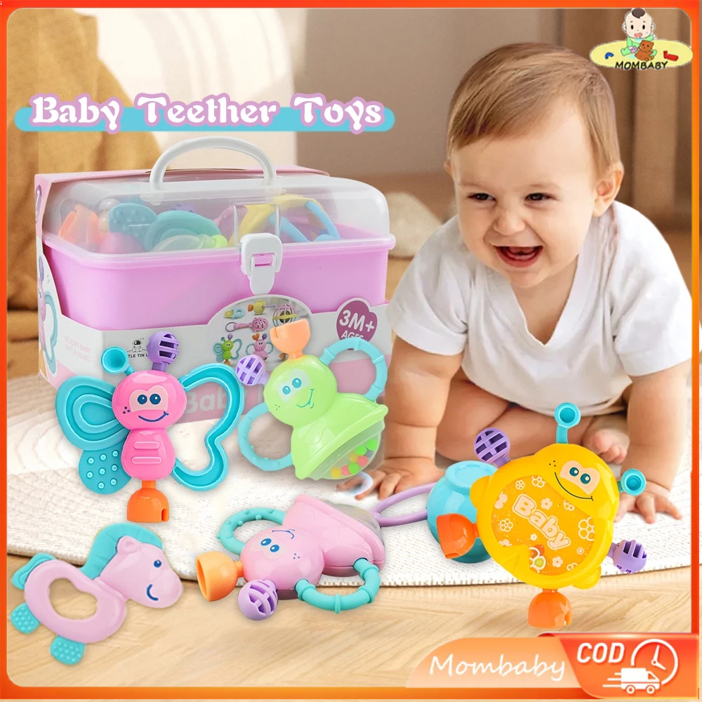 Mombaby Teether Toys for Baby 7pcs Set Toddler Toys for Newborn Baby ...