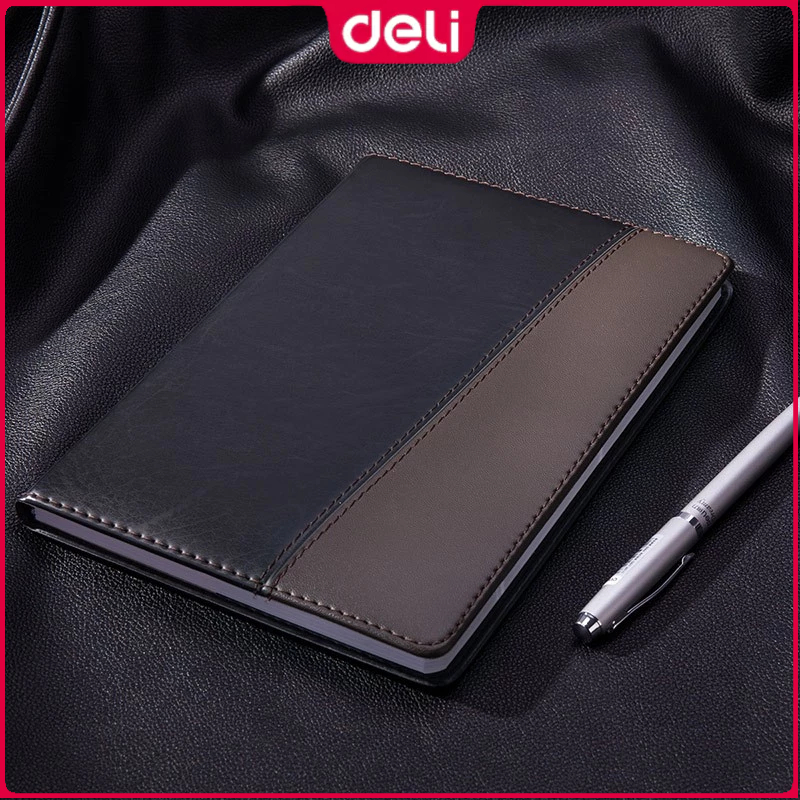 Deli 7911 Concise Leather Notebook 120 Sheets 205x143mm Black | Shopee Philippines