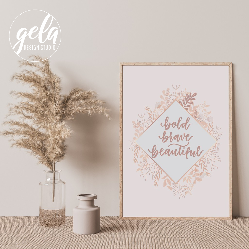 Bold Brave Beautiful | Handwritten Christian Wall Art Print ...