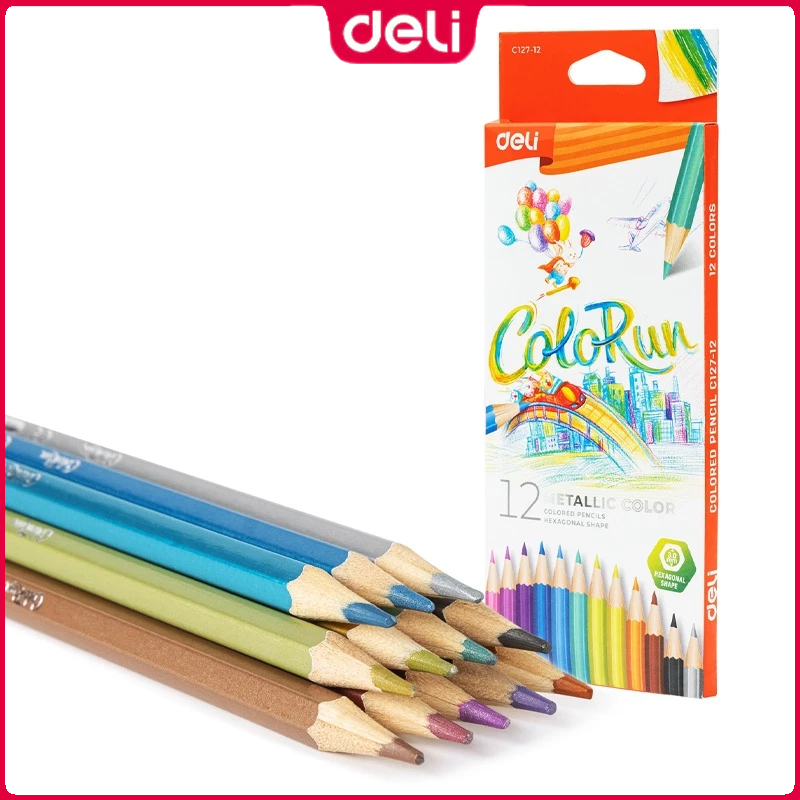 Deli EC127-12 Color Pencil Metallic Art Painting Colored Pencil Gift ...