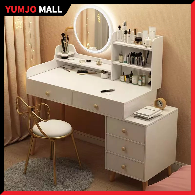 Simple Modern Dresser Density Board Makeup Table Mirror and Light Open ...